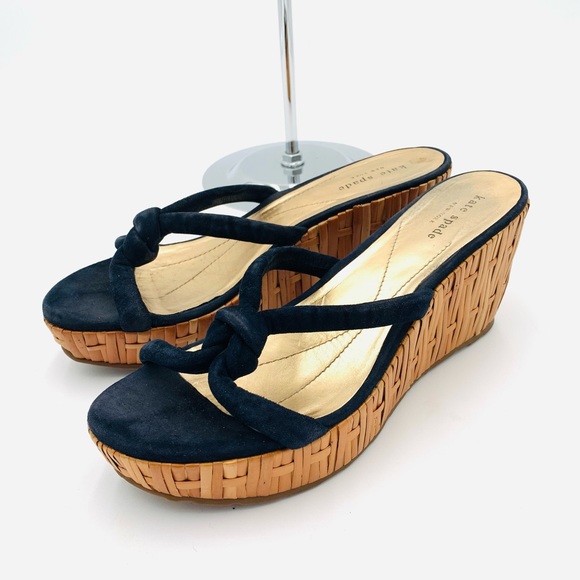 kate spade | Shoes | Kate Spadebasket Weave Rattan Blue Velvety Knot ...